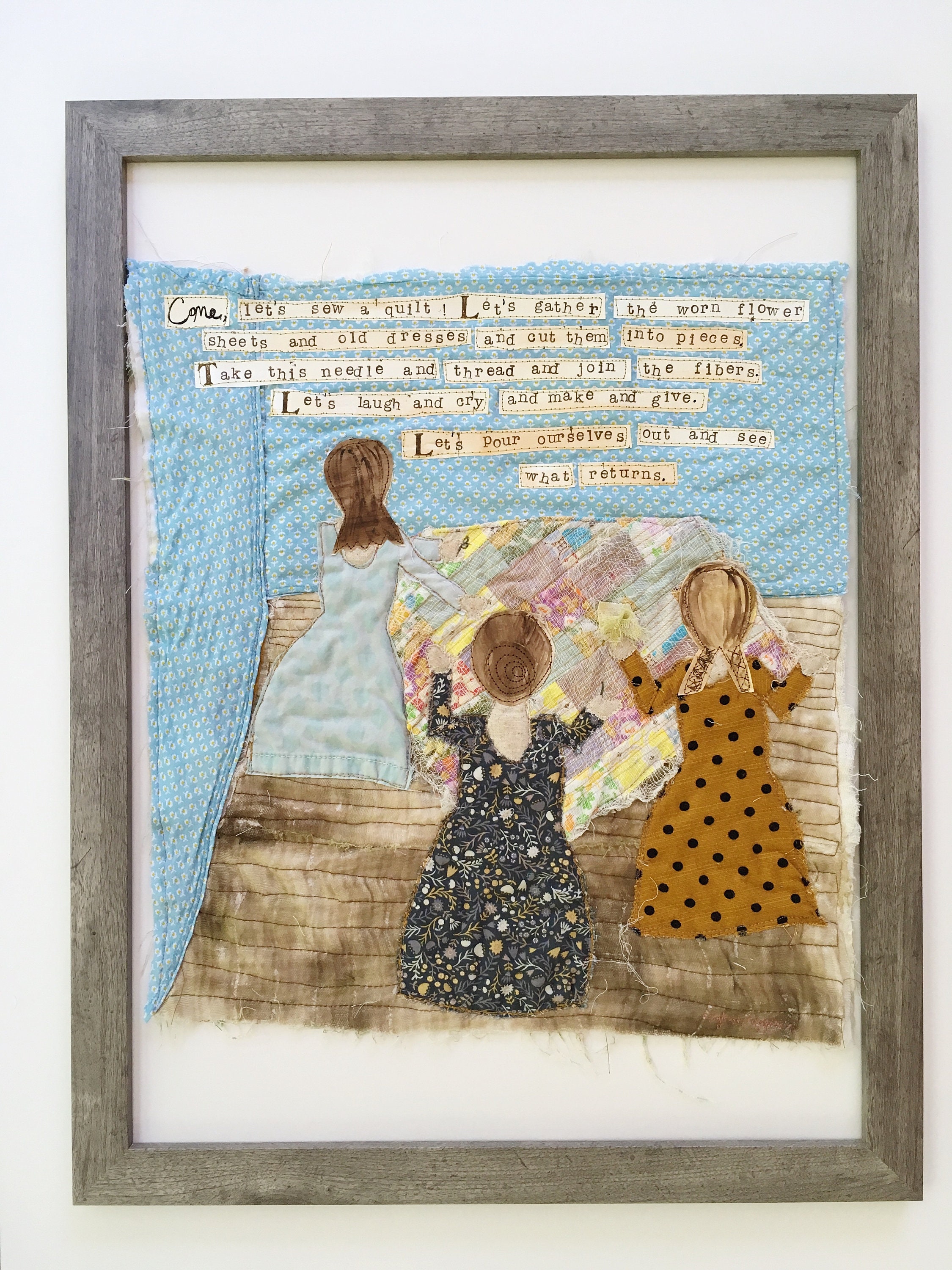 Textile Wall Art Folk Art Embroidered Handmade Quilted Wall Hanging ...