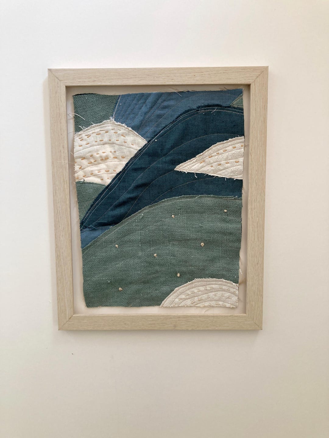 Fabric Art Landscape Textile Wall Art Blue Abstract Mountain Landscape ...