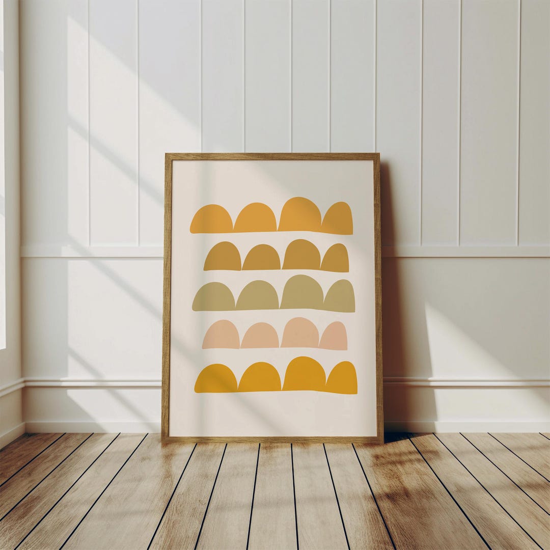 Yellow Scallop Wall ART PRINT Bright Bold Pint Mustard Yellow Modern ...