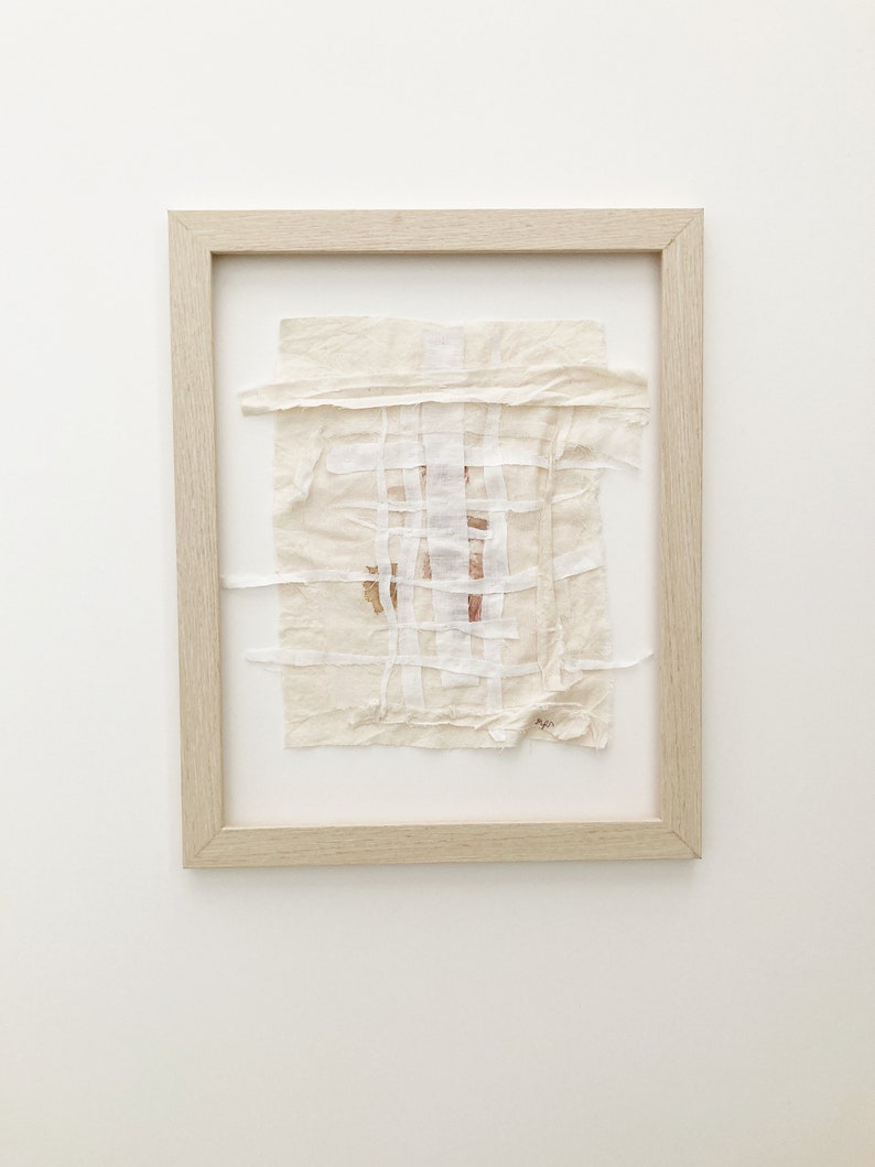 Neutral Abstract Wall Art Textile Wall Art White Wall Decor Original FRAMED Textured Modern ...