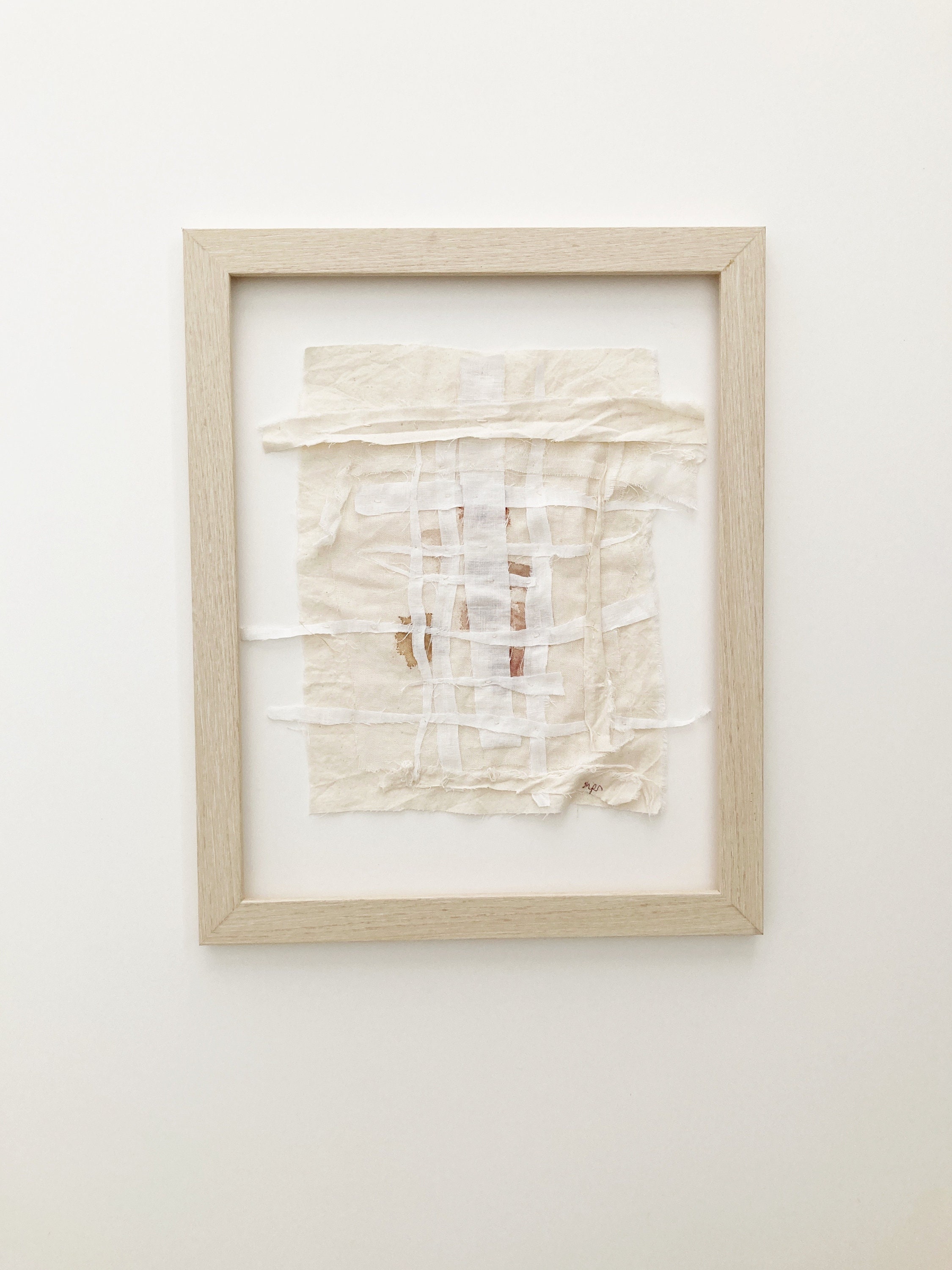 Original White Abstract Art Beige Linen Textile Wall Art Modern Wall ...