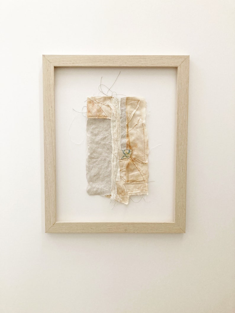 Abstract Textile Wall Art Organic Patchwork Fabric Framed Wall Hanging for Living Room Handmade ...