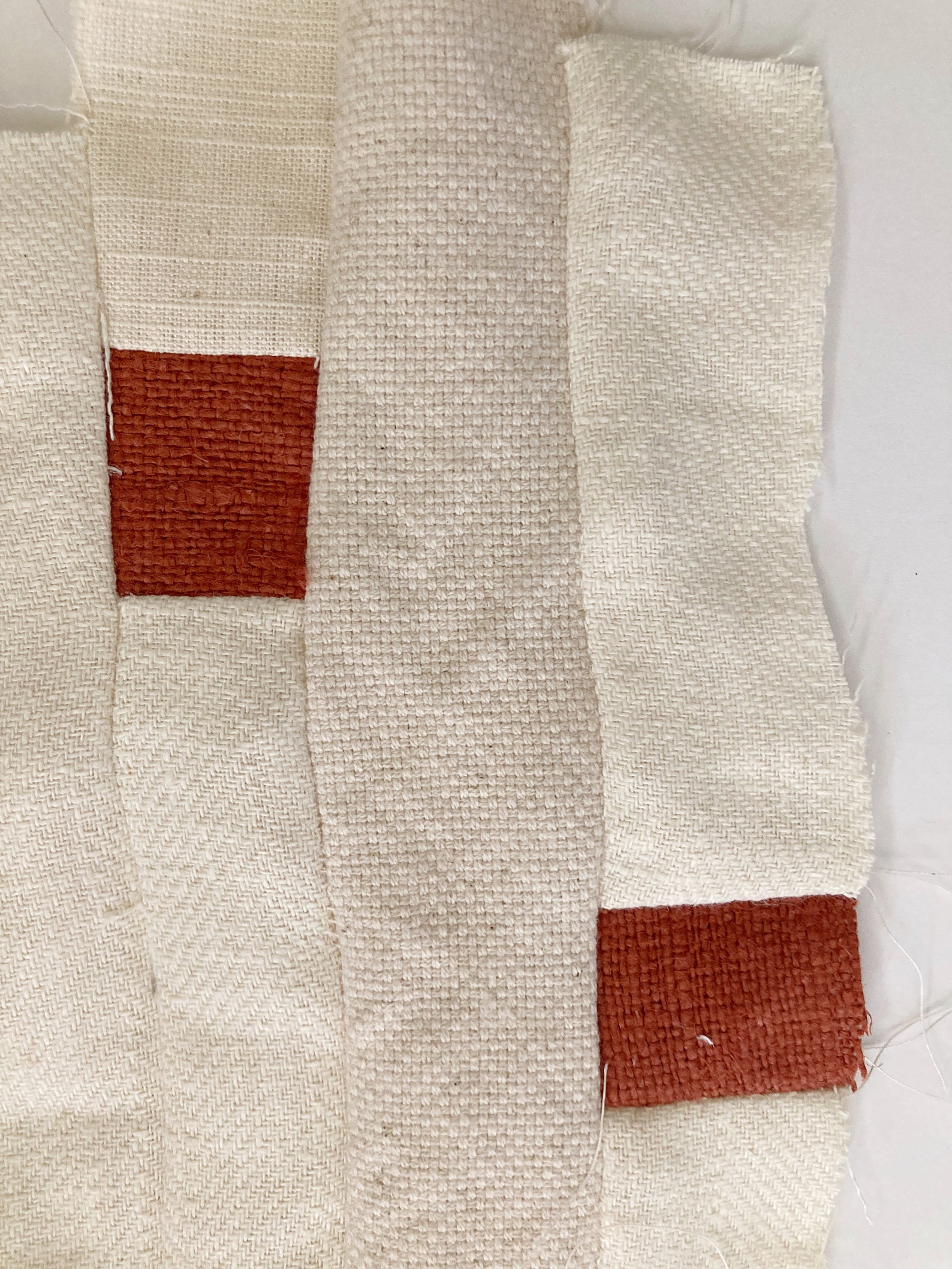 Textile Wall Art Original Art FRAMED Patchwork Linen Minimalist Art Modern Abstract Art Fabric ...