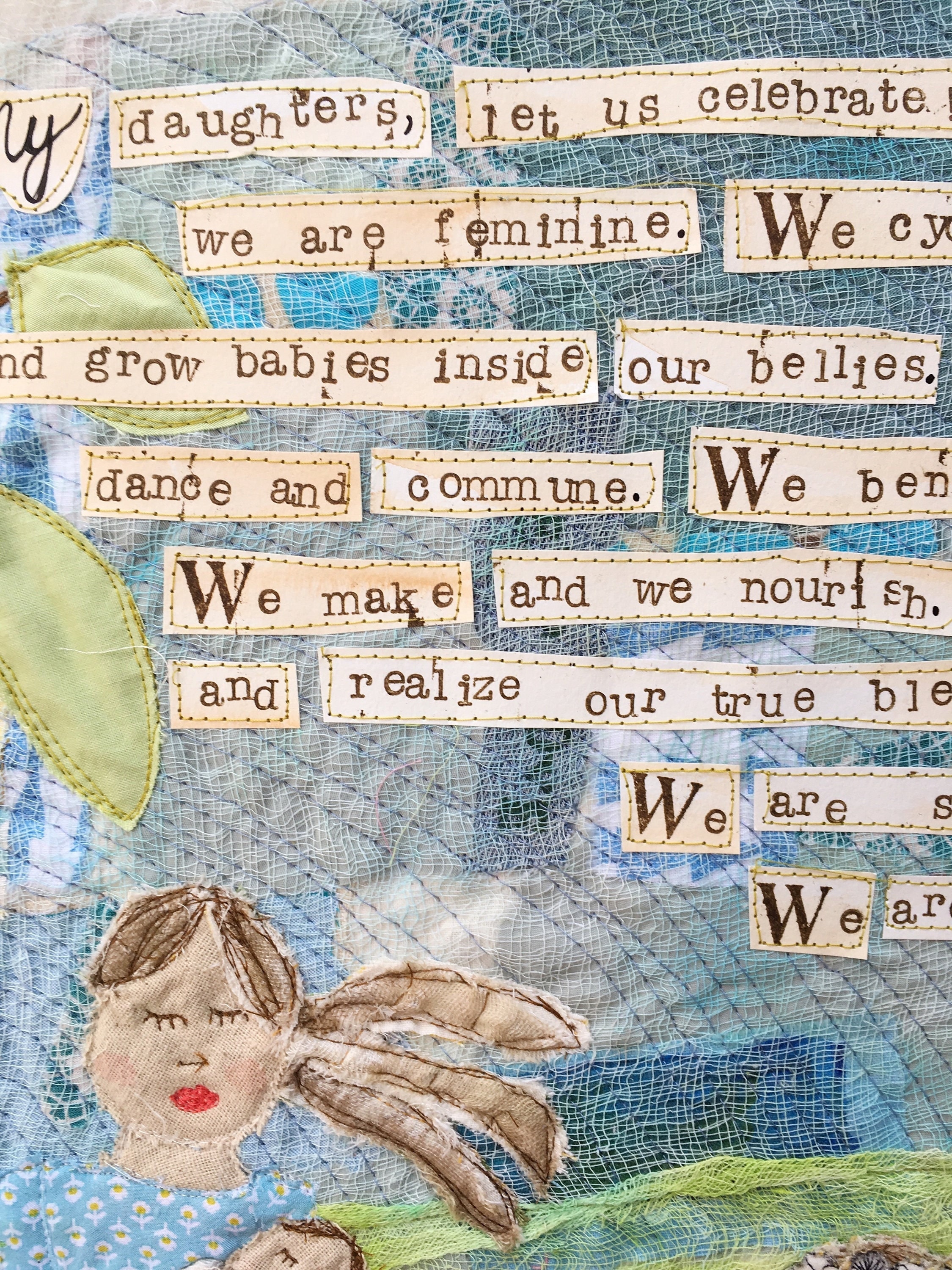 Textile Wall Art Collage Quilted Wall Hanging Motherhood Gift Birthing ...