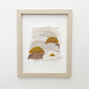 Abstract Mountain Landscape Textile Wall Art Original Art FRAMED Wall Art, Embroidery Linen ...