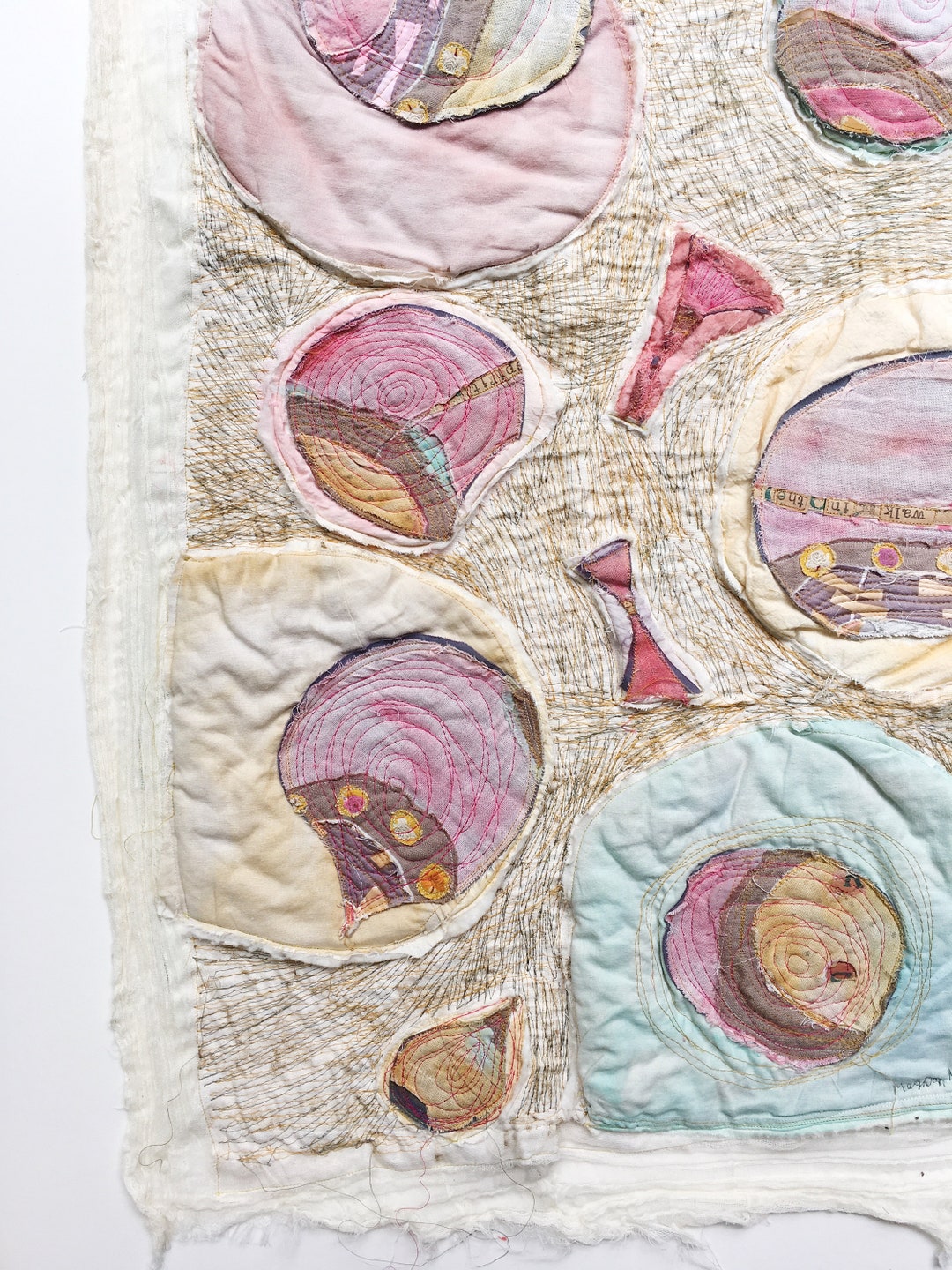 Abstract Textile Wall Hanging Purple Collage Geometric Shapes Textile ...