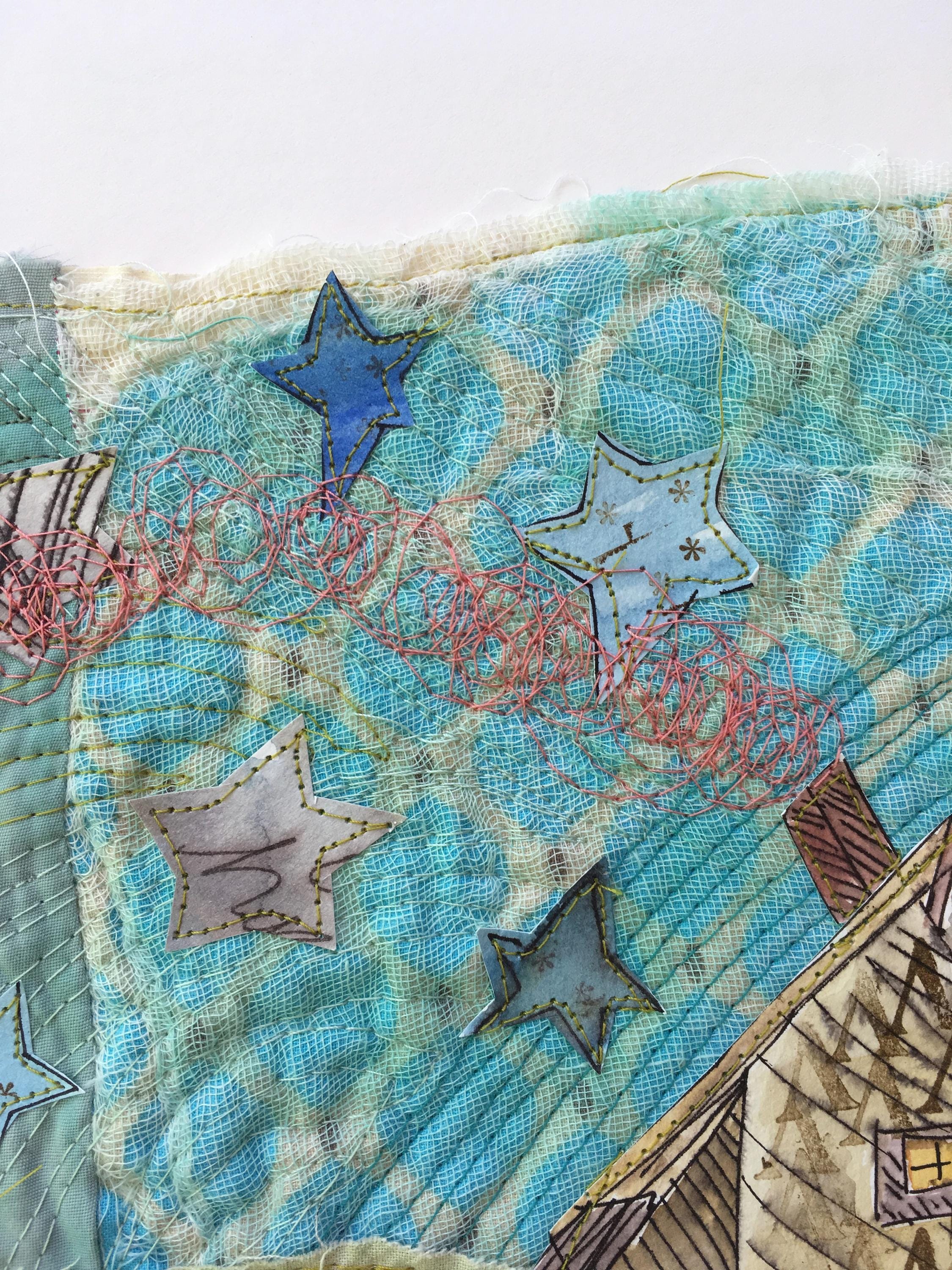 Textile Wall Art Hand Painted Mixed Media Quilted Wall Hanging ...