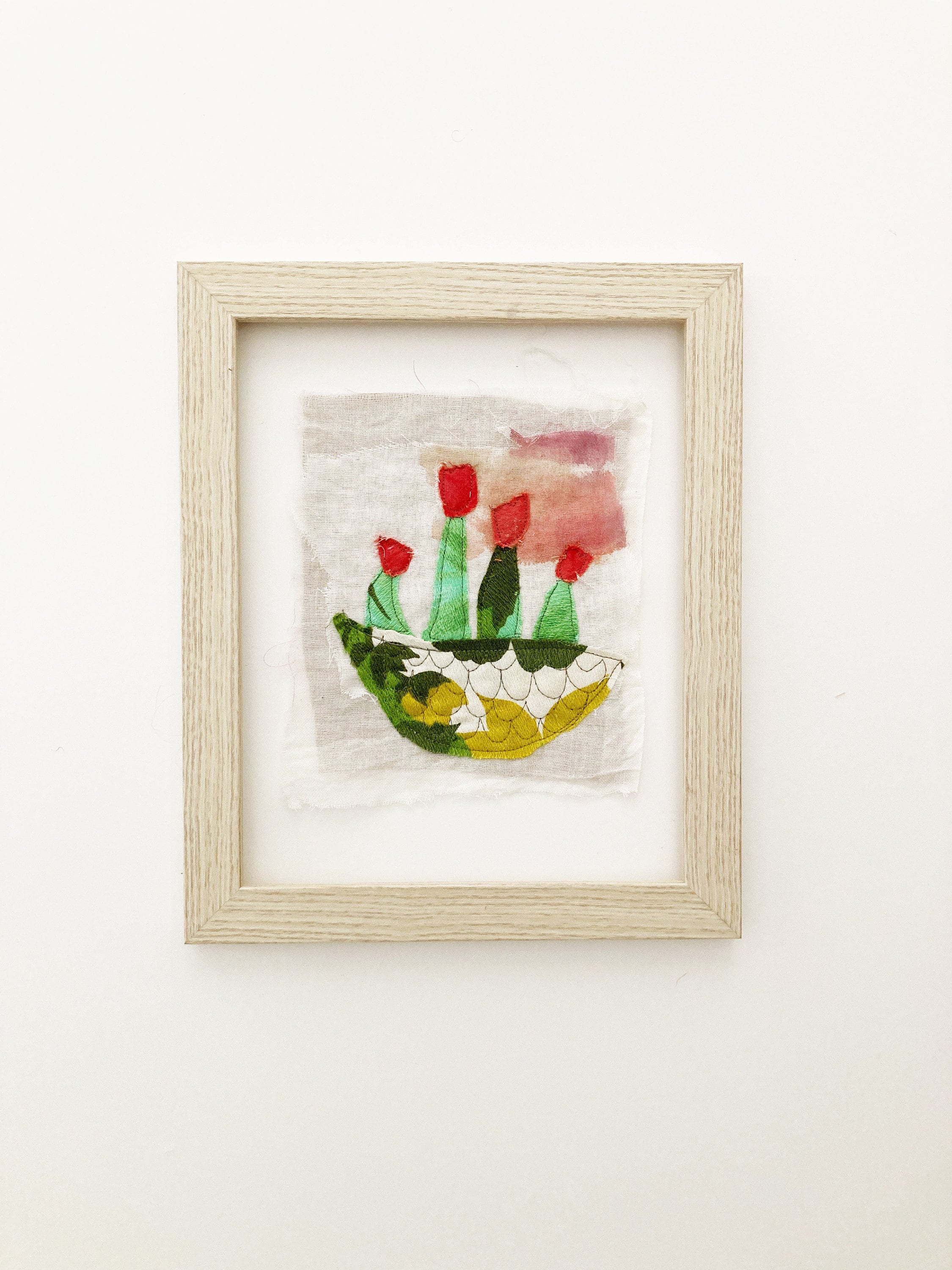 Textile Wall Art Abstract Flower Colorful Painting FRAMED 8 X10 Textile ...