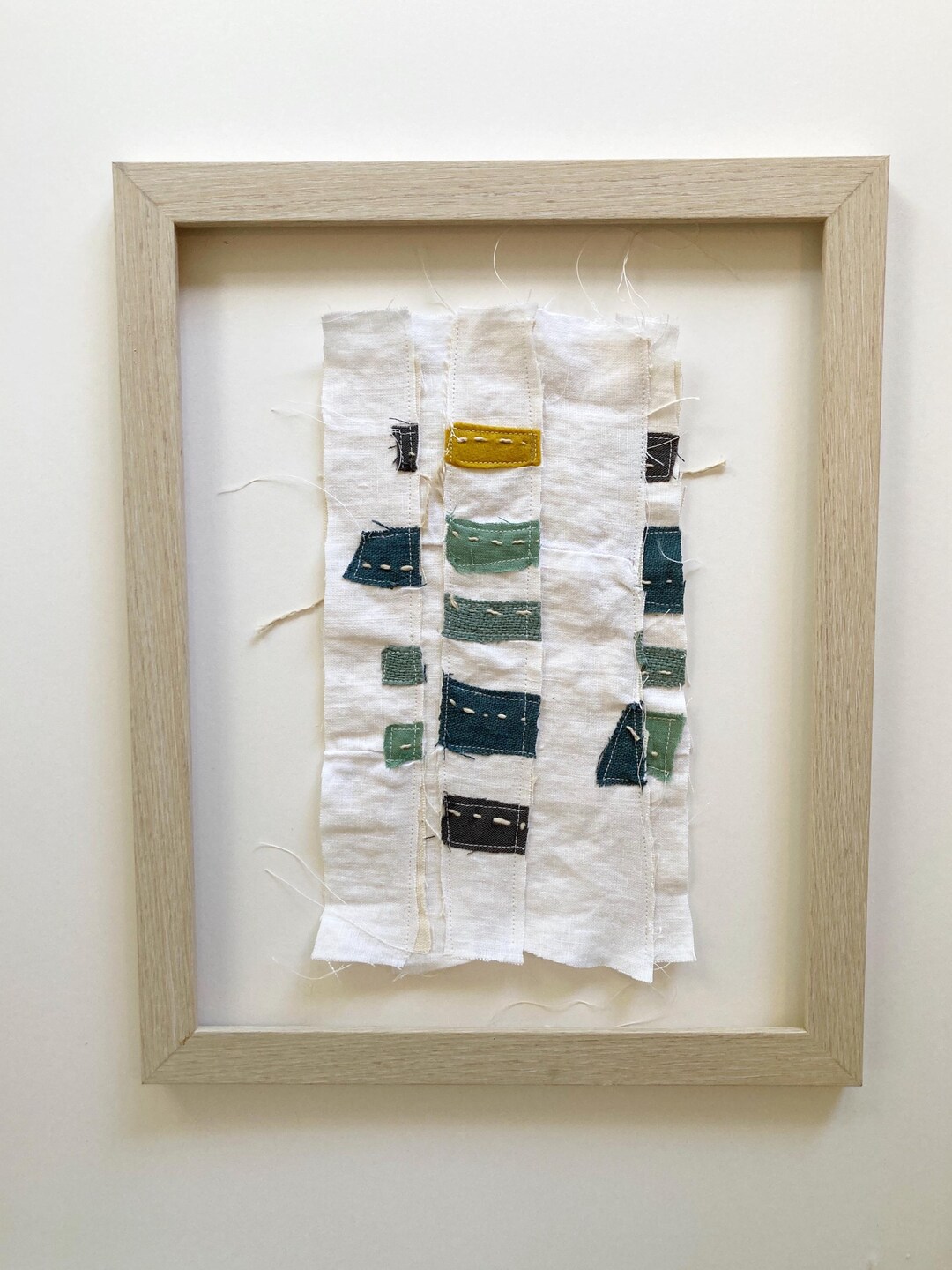Fabric Artwork Textile Wall Art ORIGINAL Linen Collage FRAMED ...