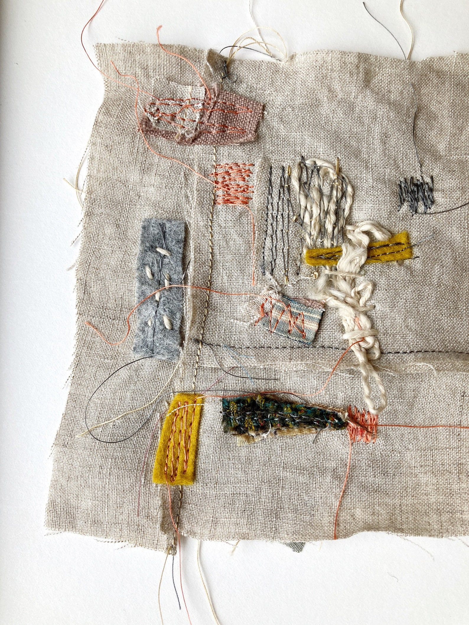 Textile Wall Art Abstract Organic FRAMED 8 X10 Textile Collage Fabric ...