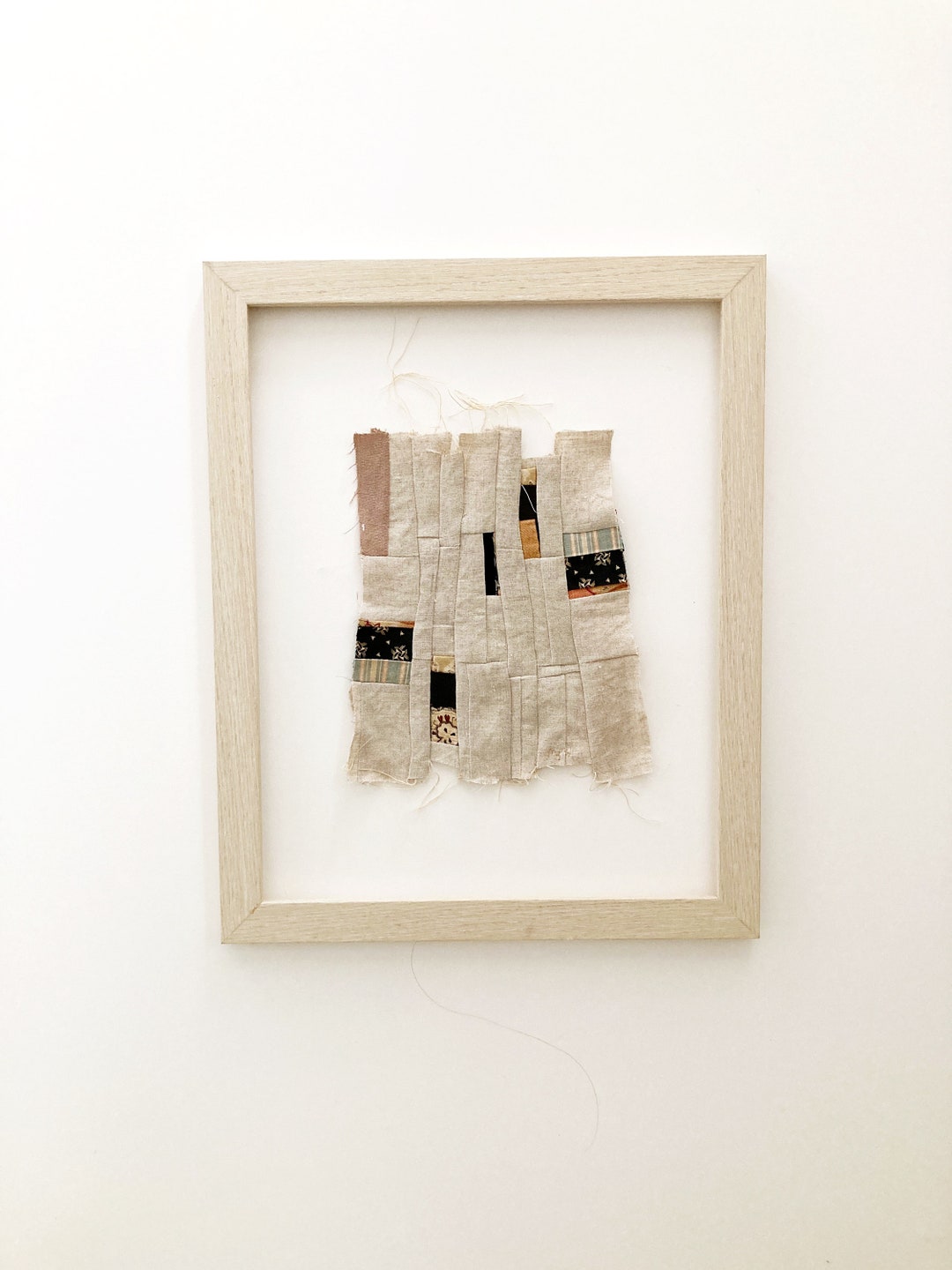Textile Wall Art Modern Patchwork Framed Linen Fabric Art Abstract ...