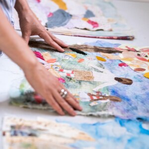 Autumn Walk Textile Wall Art Fabric Collage Quilted Wall Hanging Fabric ...