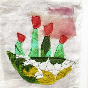Textile Wall Art Abstract Flower Colorful Painting FRAMED 8 X10 Textile ...