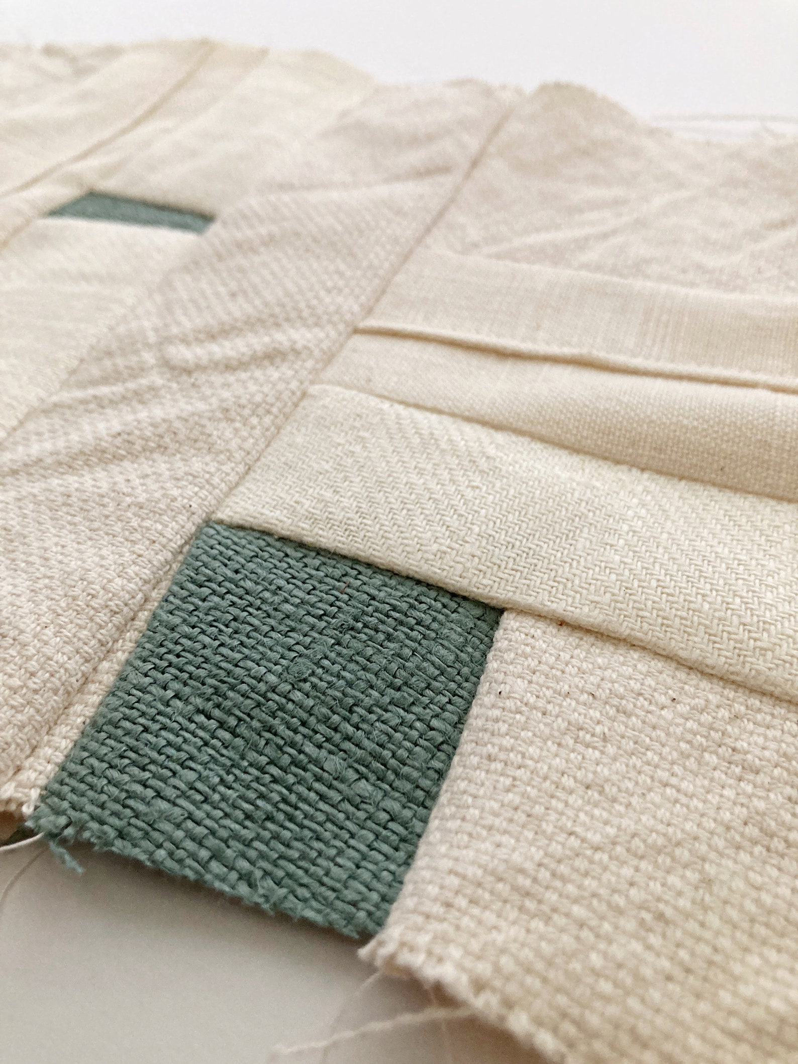 Textile Wall Art Original Art FRAMED Patchwork Linen Minimalist Art Modern Abstract Art Fabric ...