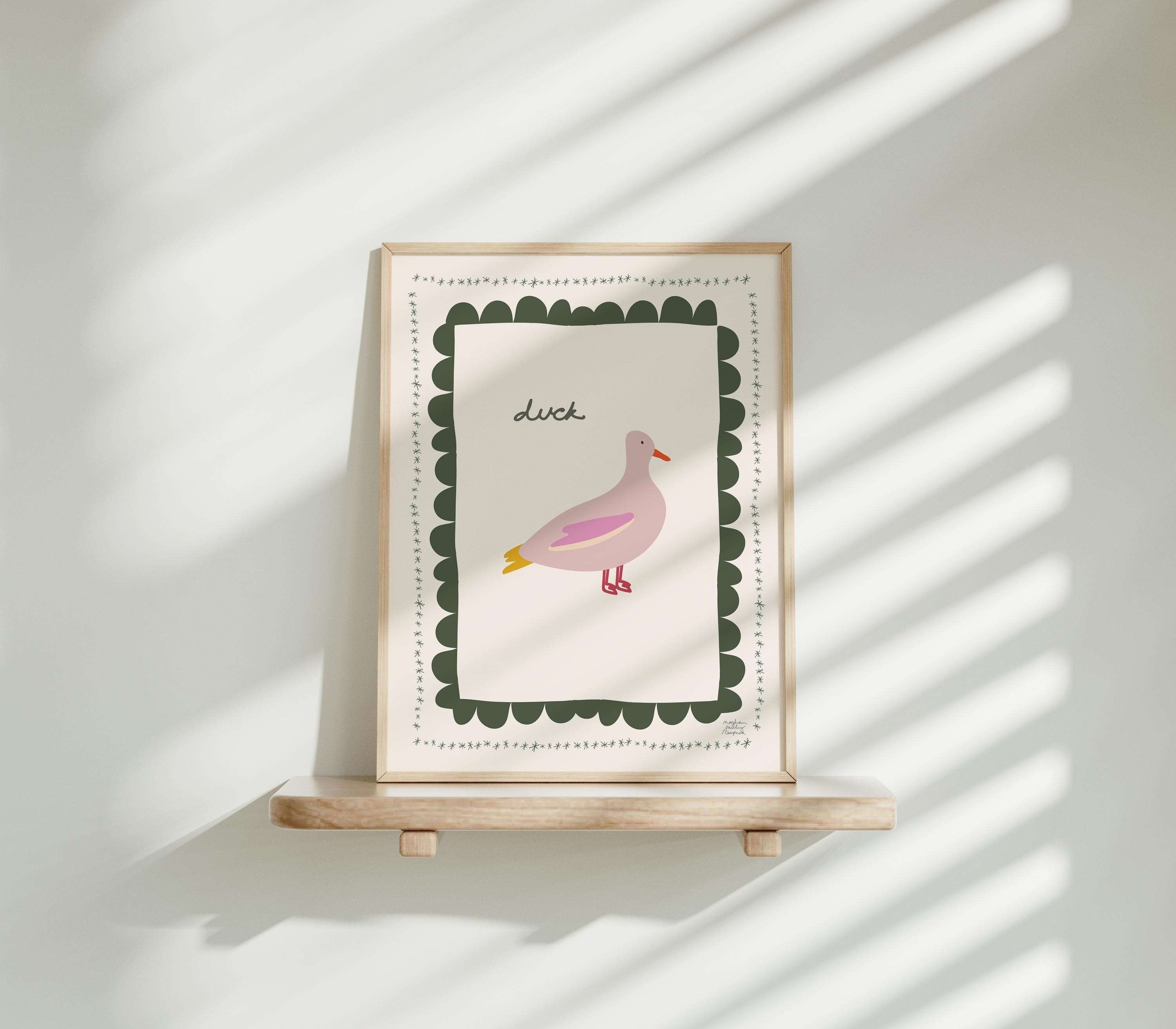 Bird Artwork Print Hand Drawn Duck Artwork Quirky Bird Drawing Colorful ...