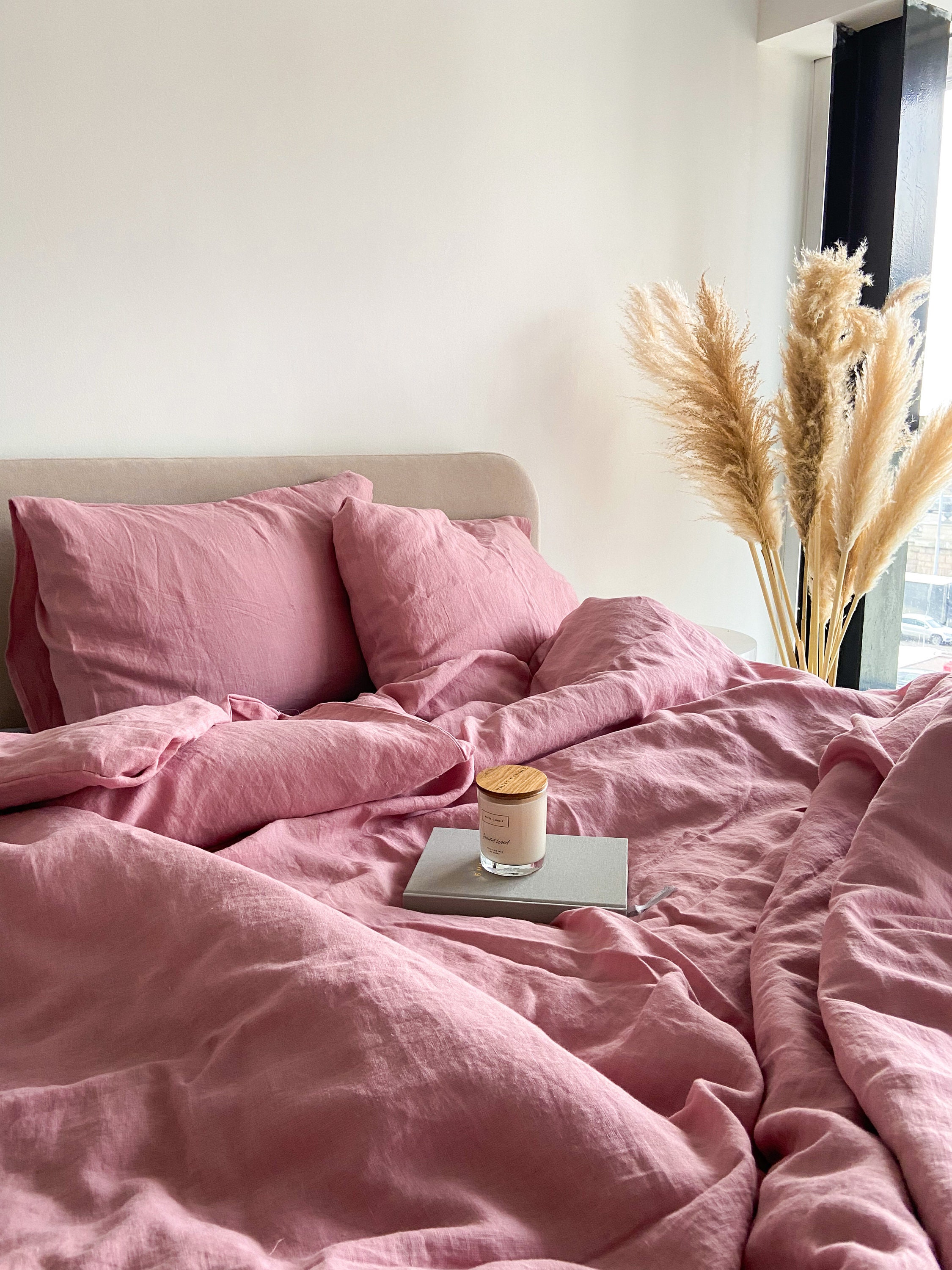Linen Duvet Cover In Pink Color Stonewashed Bedding Pure Etsy