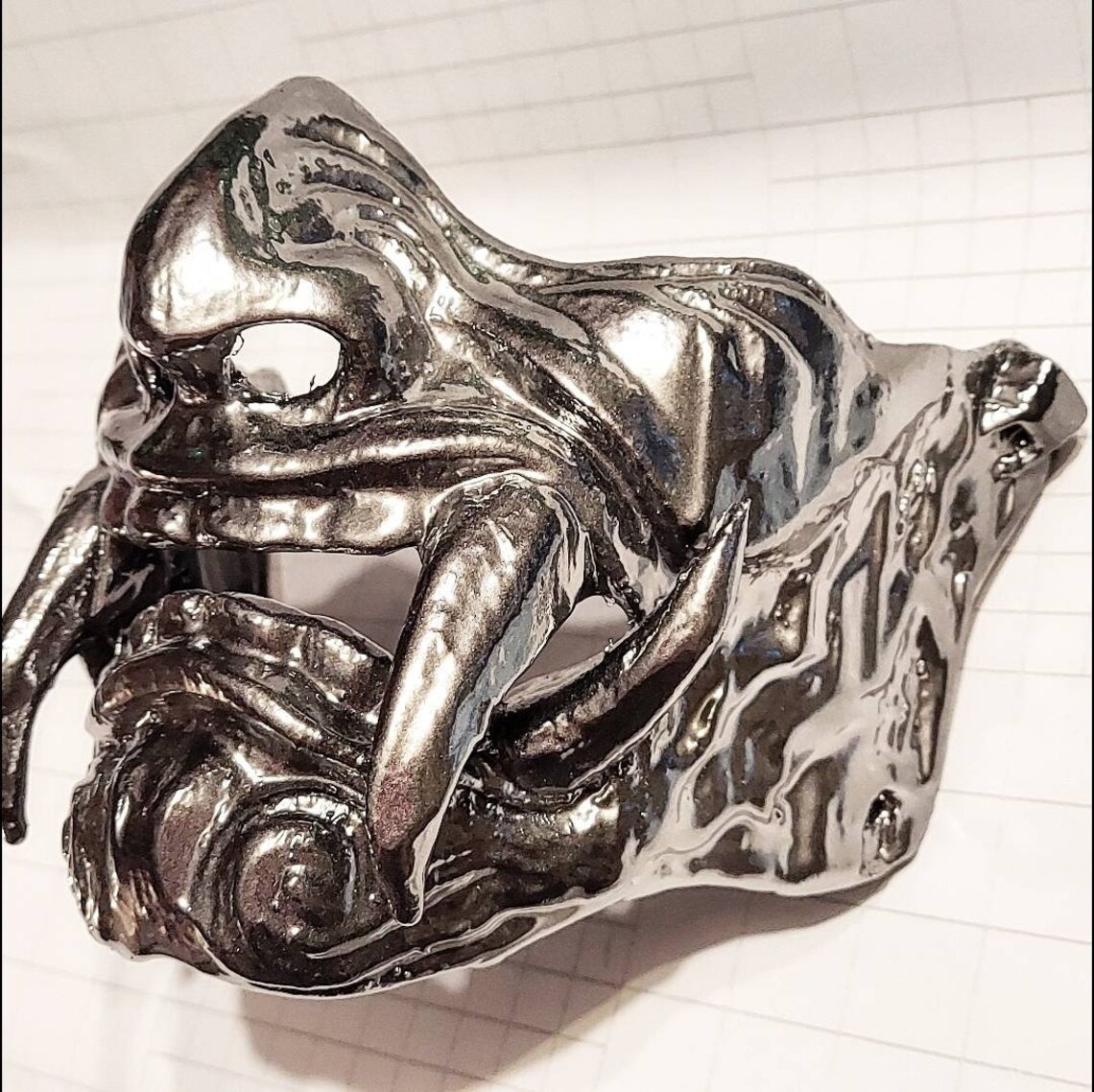 JAPANESE ONI COSPLAY Silver Chrome Face Mask Motor Cycle Ppe - Etsy
