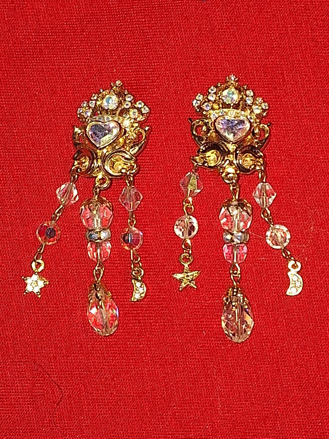 Vintage KIRKS FOLLY Earrings Designer Heart Crown Dangle Drop 1990s - Etsy