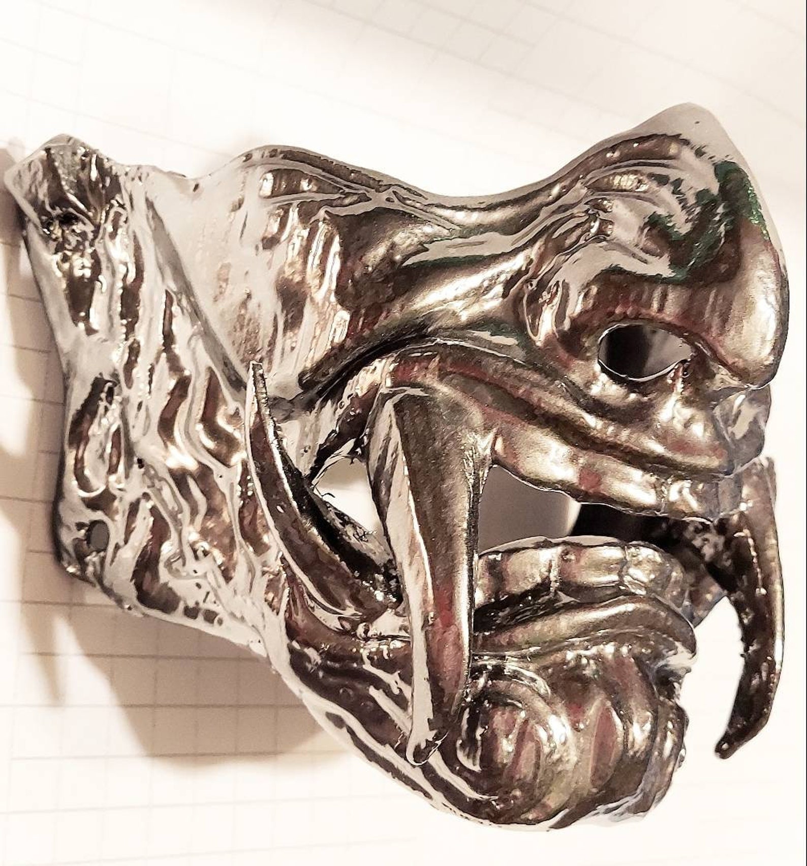 JAPANESE ONI COSPLAY Silver Chrome Face Mask Motor Cycle Ppe - Etsy