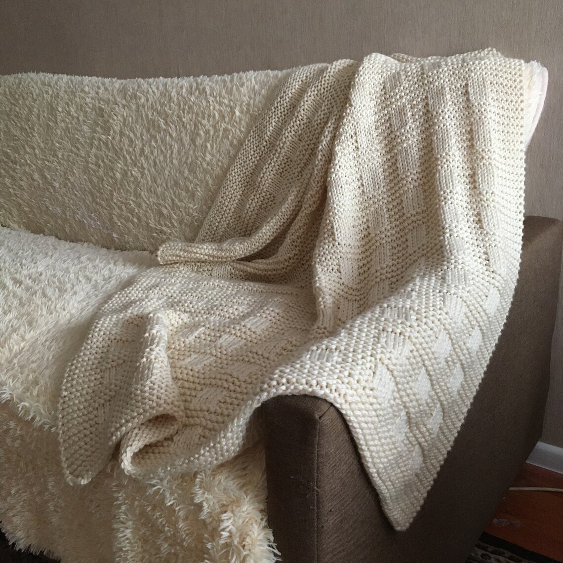 Blanket knitting pattern for Beginner . Easy throw blanket | Etsy