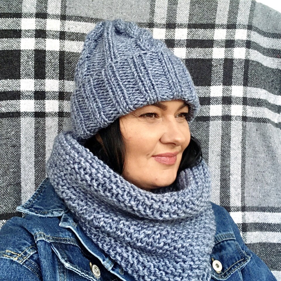 Knit Set Pattern Knit Scarf Pattern Knit Cable Hat With - Etsy