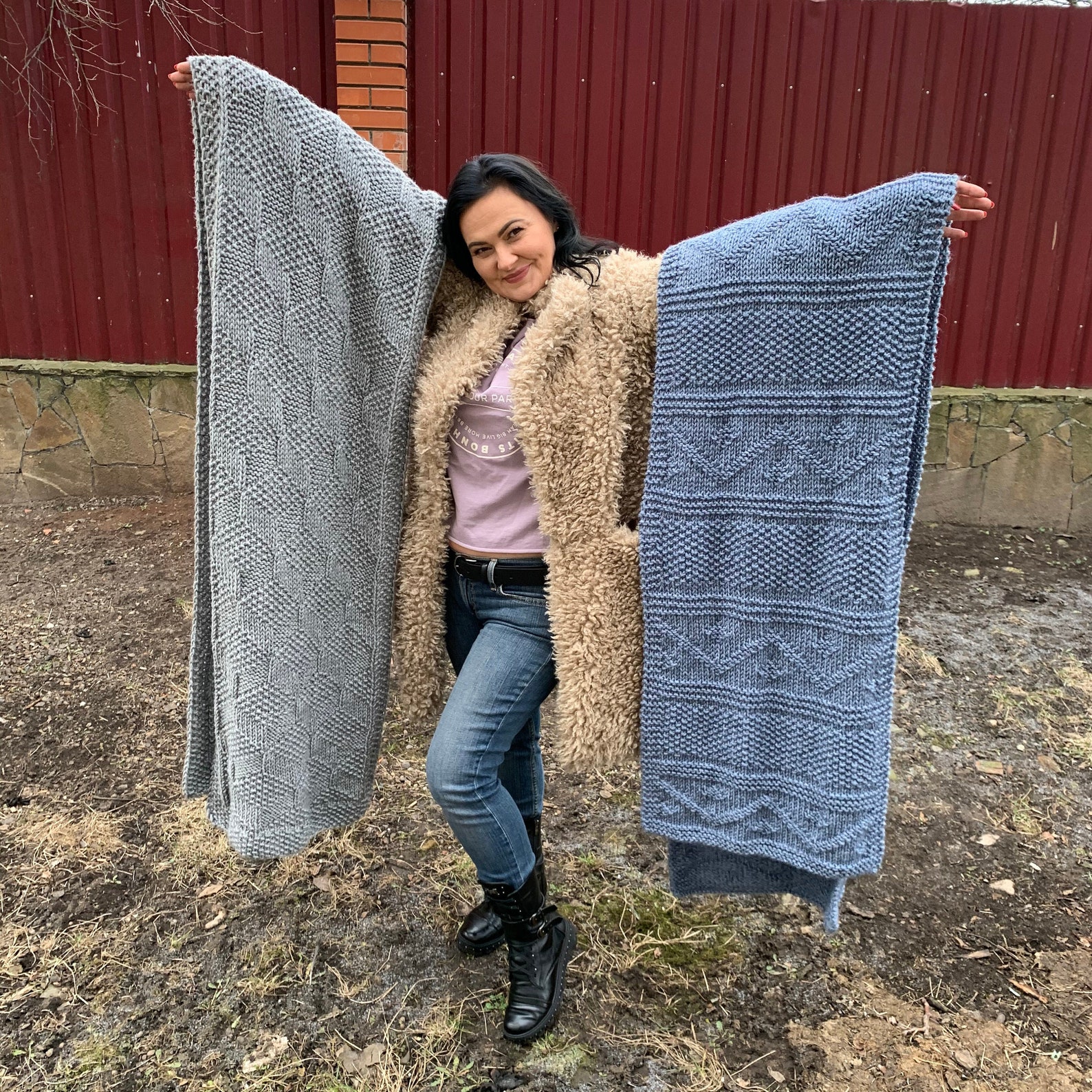 Two Scarves Knit Pattern . Chunky Knit Scarf Patterns . Knitted Scarf ...