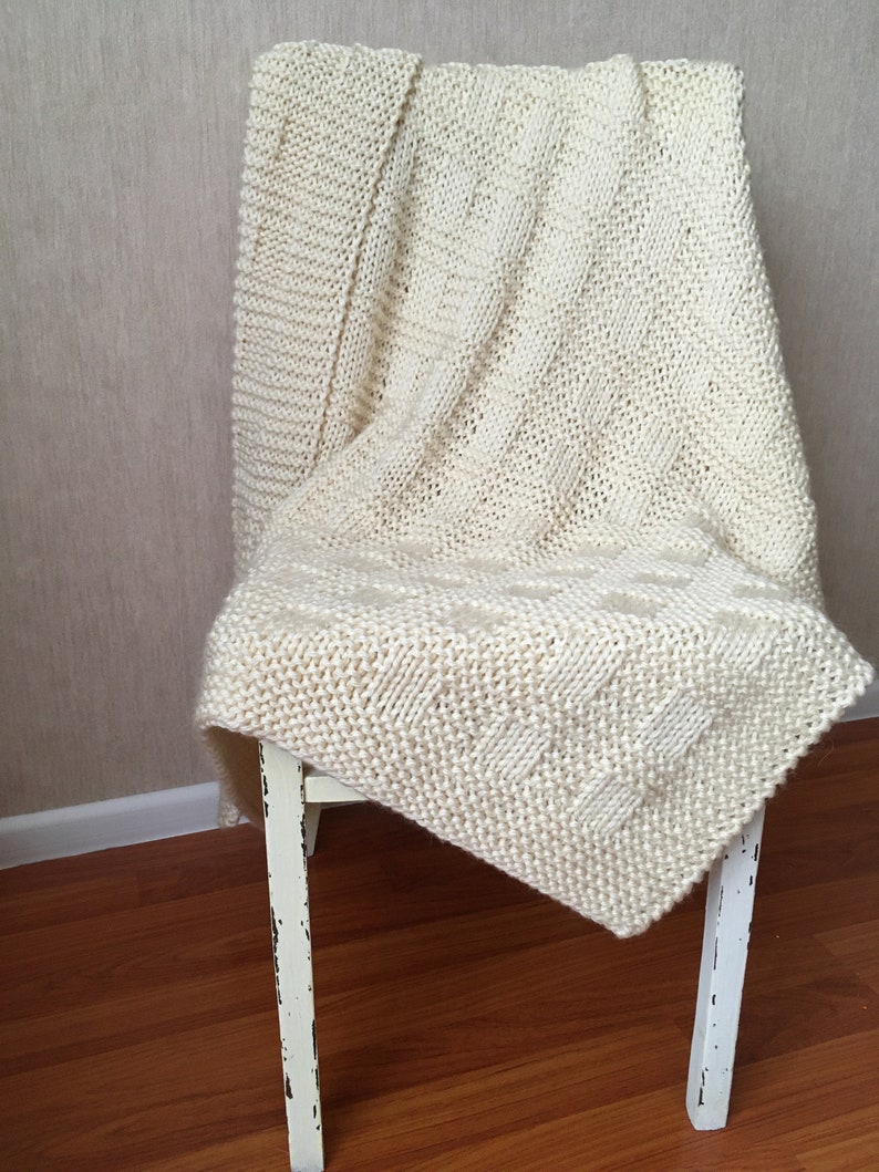 Blanket Knitting Pattern for Beginner . Easy Throw Blanket - Etsy