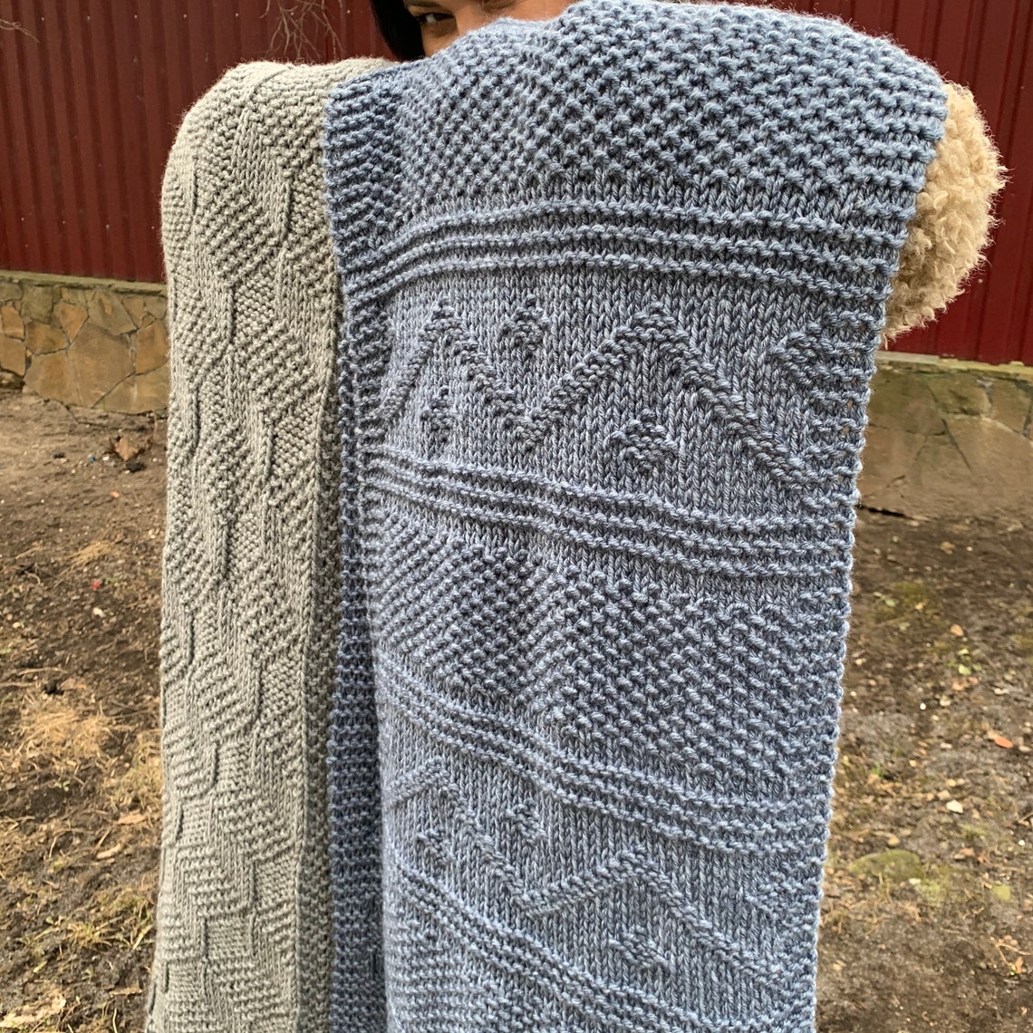 Two Scarves knit pattern . Chunky Knit Scarf Patterns . | Etsy