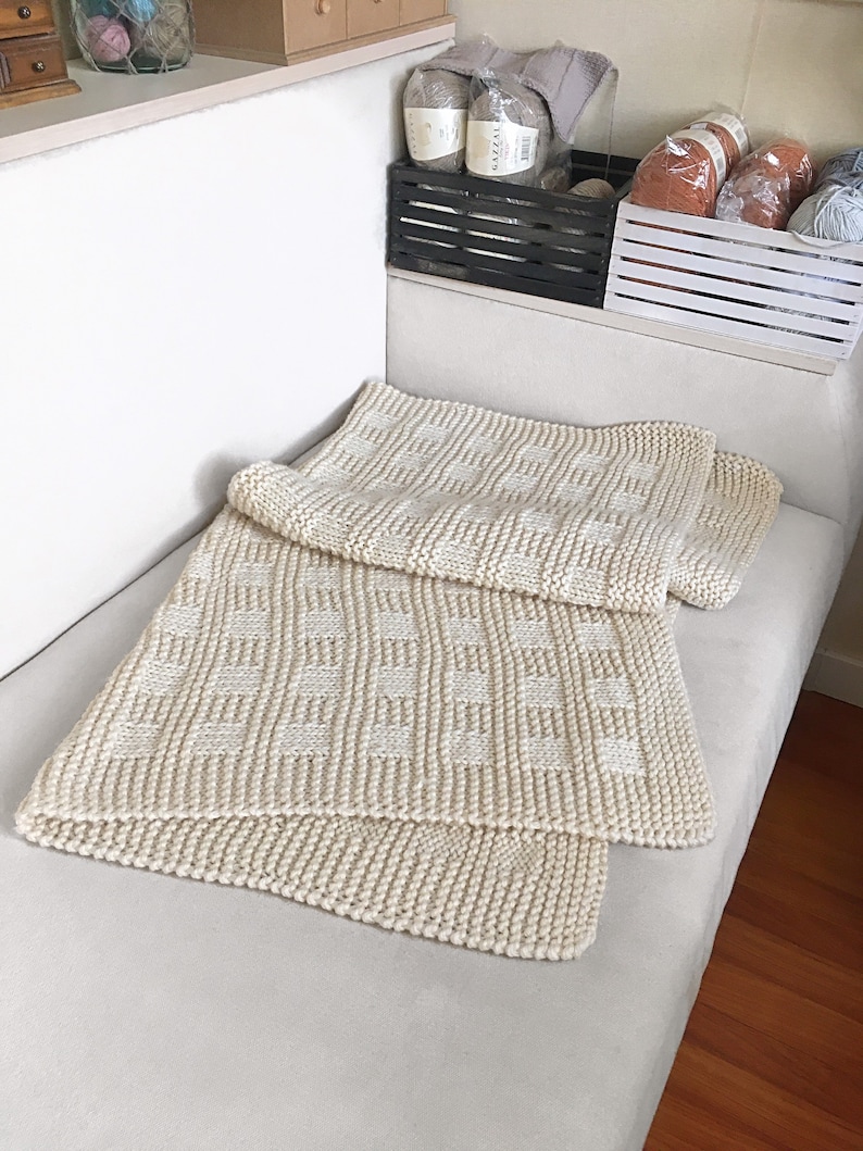 Blanket Knitting Pattern for Beginner . Easy Throw Blanket - Etsy