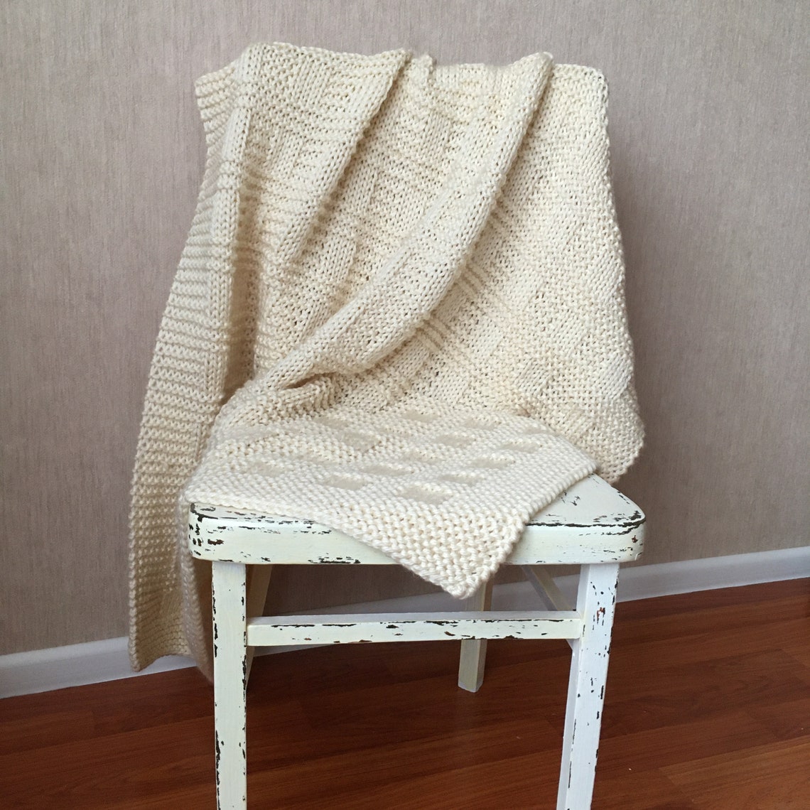 Blanket knitting pattern for Beginner . Easy throw blanket | Etsy