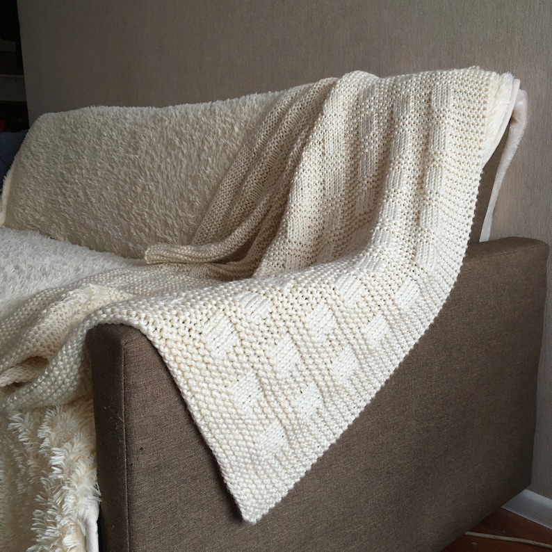 Blanket Knitting Pattern for Beginner . Easy Throw Blanket - Etsy