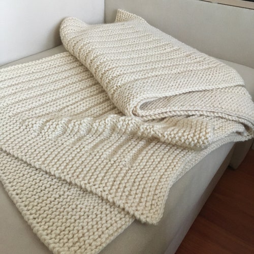 Blanket Knitting Pattern for Beginner . Easy Throw Blanket - Etsy