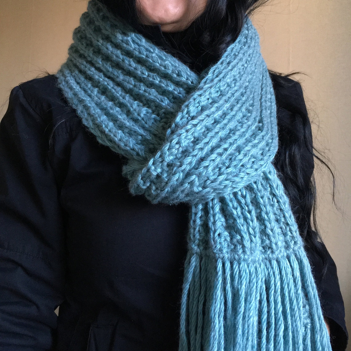 Knitted Scarf Pattern for Women and Men . Easy Knit Scarf Pattern for ...