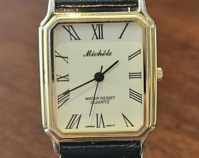 Vintage Michele Tank Quartz Watch Gold Case Roman Numerals Brand New ...