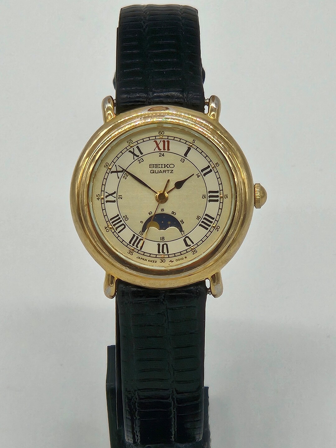 Vintage Seiko Moon Phase Watch Women Gold Tone 4k22-0010 New Battery - Etsy