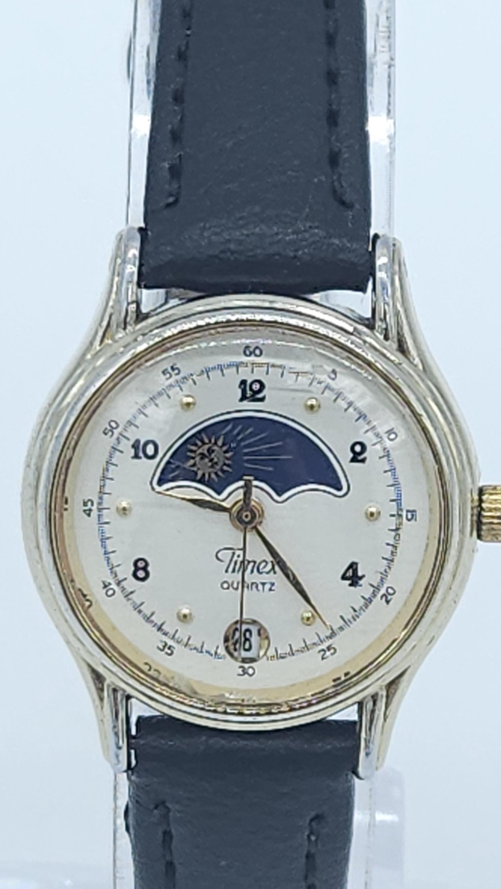 Vintage Timex Moon Phase Watch Luxury With Date Window and New Genuine ...