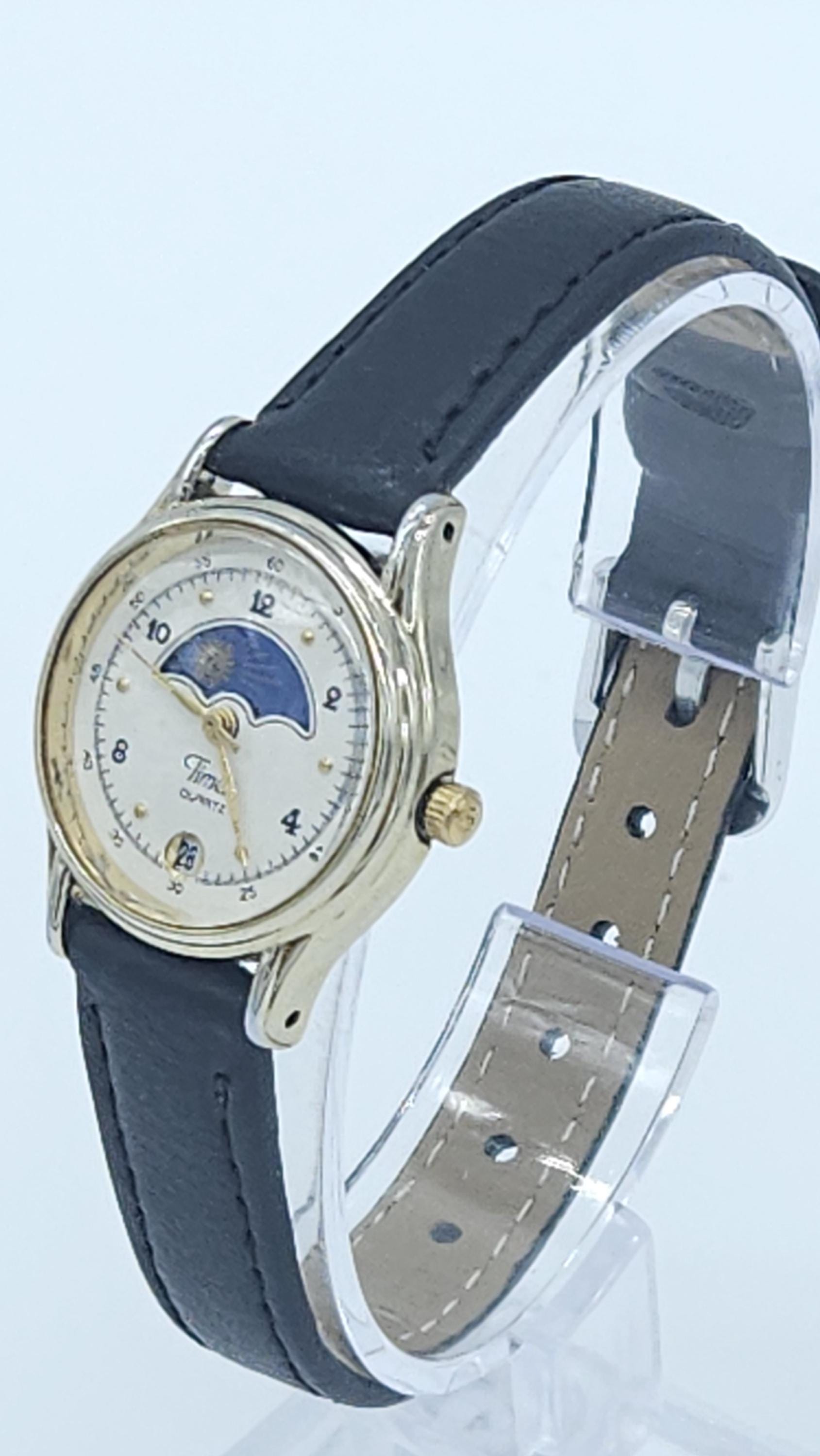 Vintage Timex Moon Phase Watch Luxury With Date Window and New Genuine ...