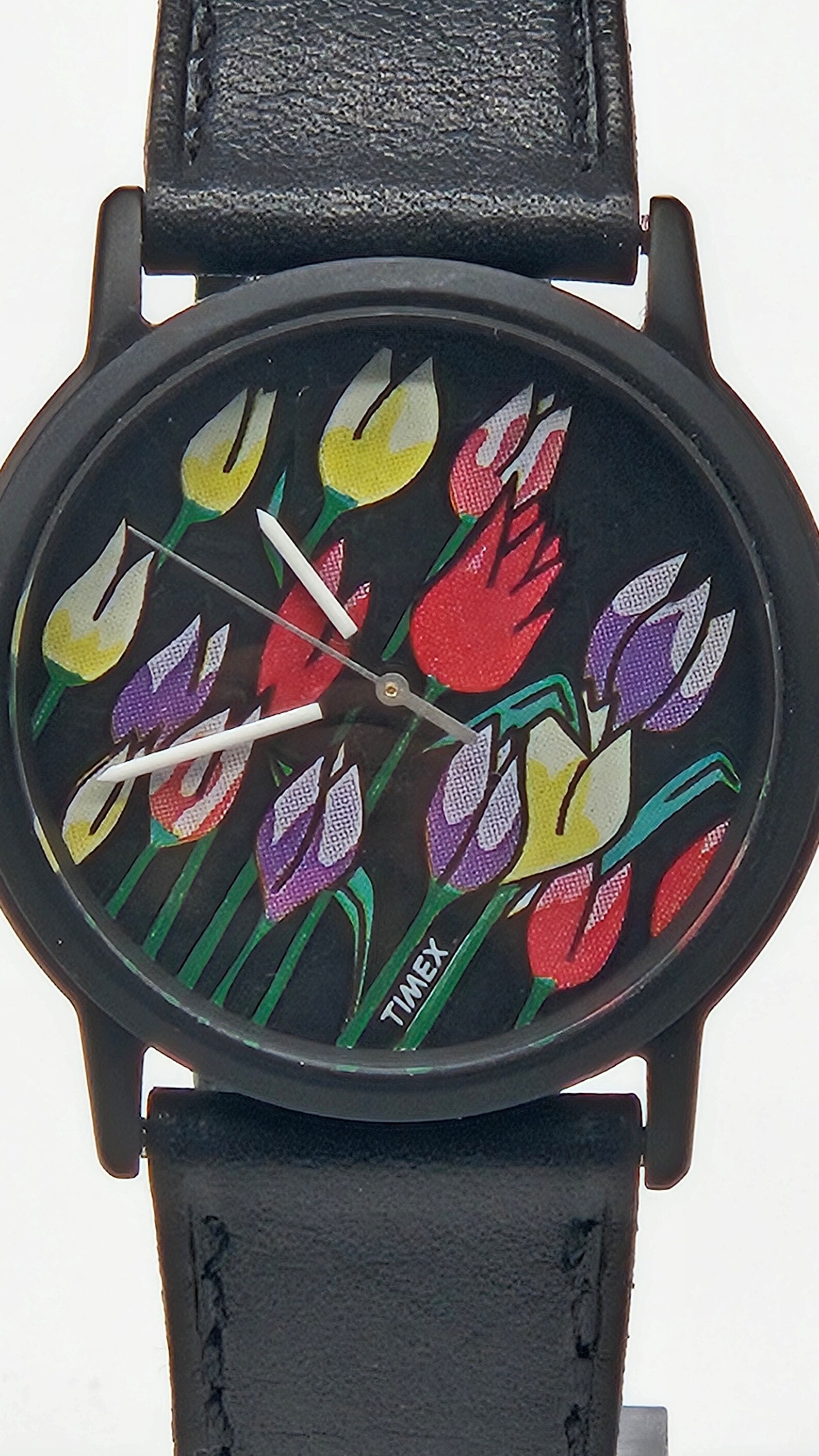 Vintage Unique Timex Watch Features a Black Face Decorated With Multi ...