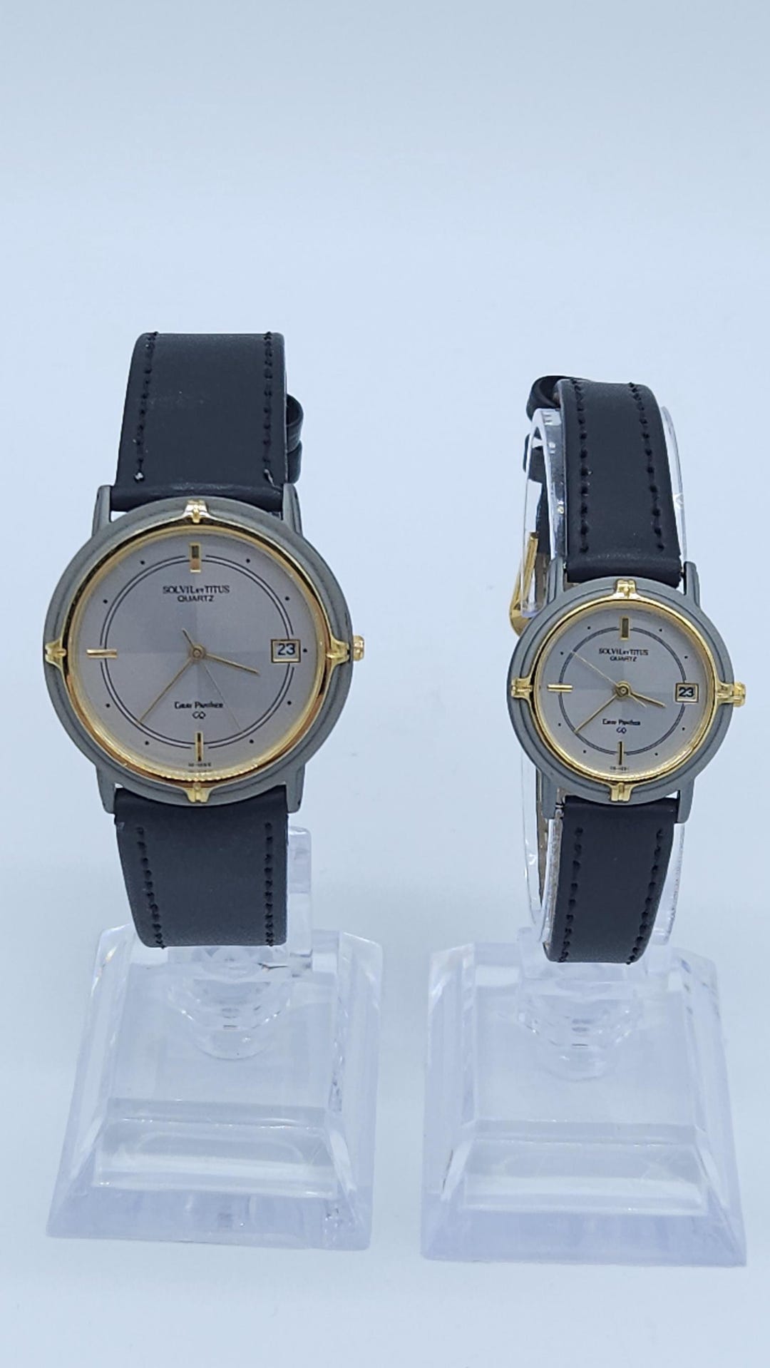 His and Her Vintage Solvil Et Titus 'grey Panther' Quartz Watch Swiss ...