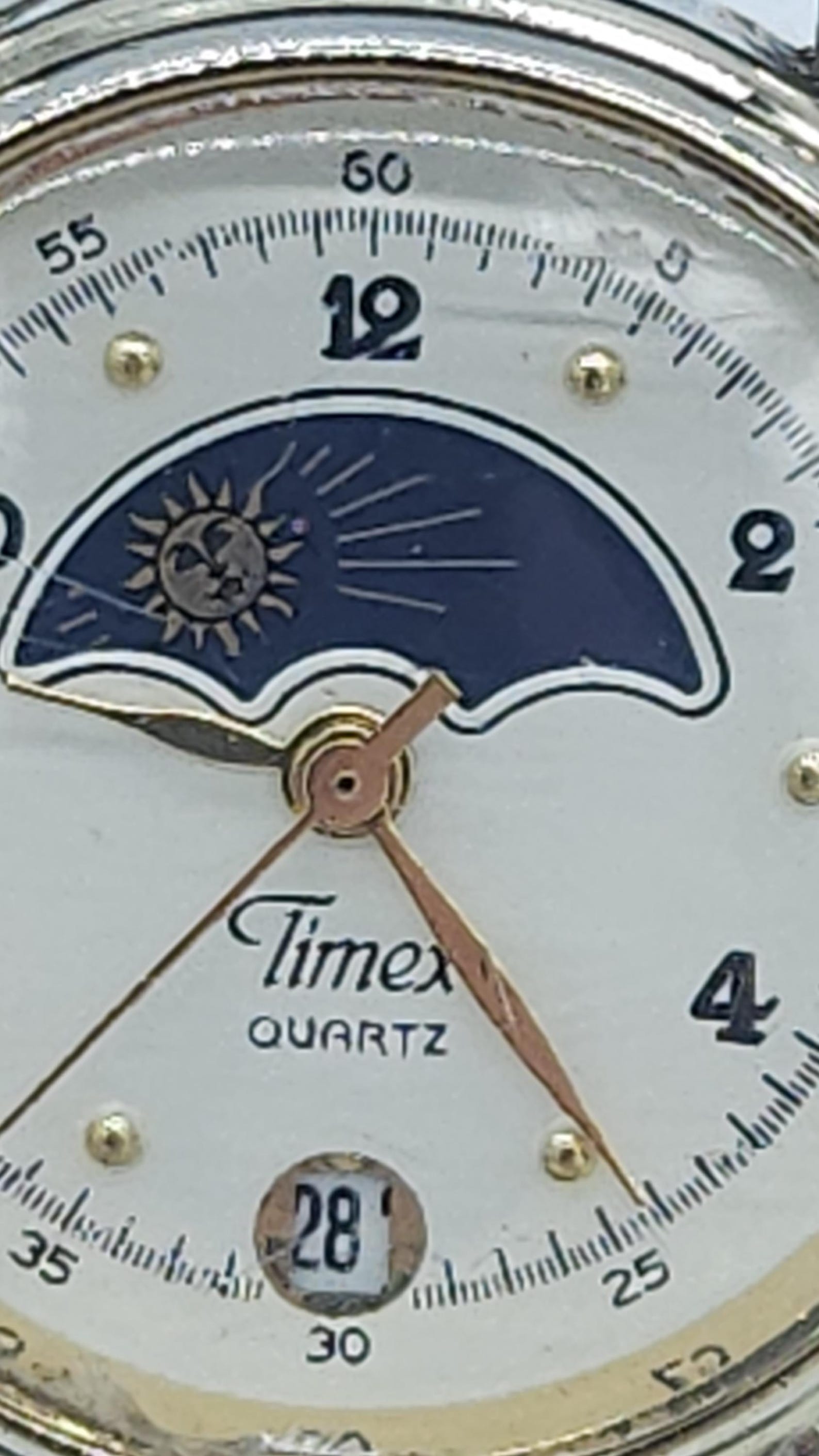 Vintage Timex Moon Phase Watch Luxury With Date Window and New Genuine ...
