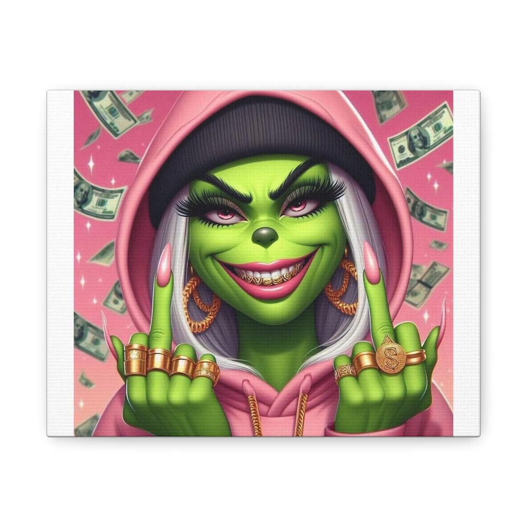 Canvas Gallery Grinch Girl Money Bag Rich Digital A.I - Etsy