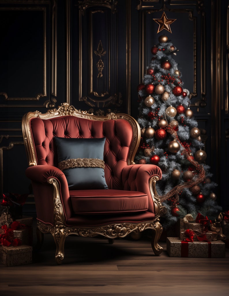 Digital Background Christmas Chair and Christmas Tree Indoor - Etsy