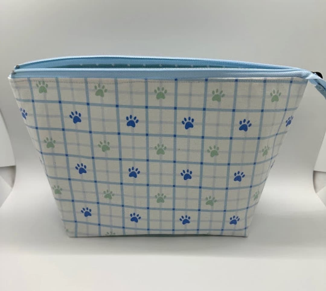 Zipper Pouch, Bag, Blue Dog Paw Print Bag, Pouch - Etsy