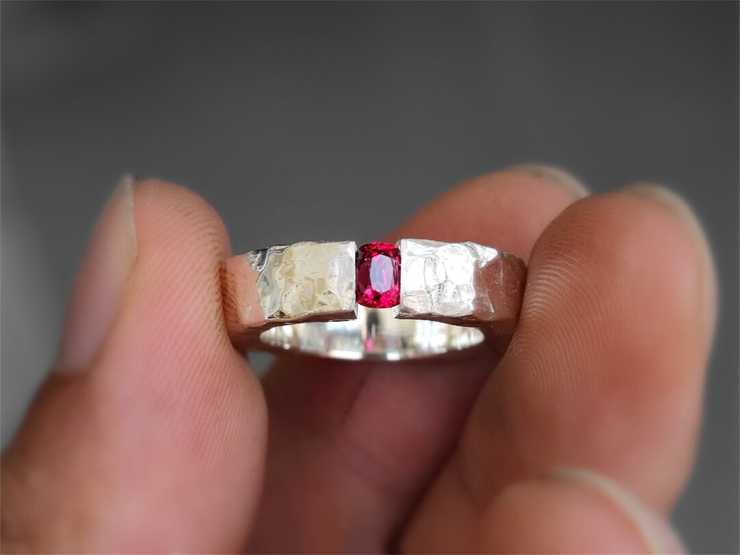 Handmade Ruby Spinel Rings Hammer Ring Personalized Levitation Rings ...