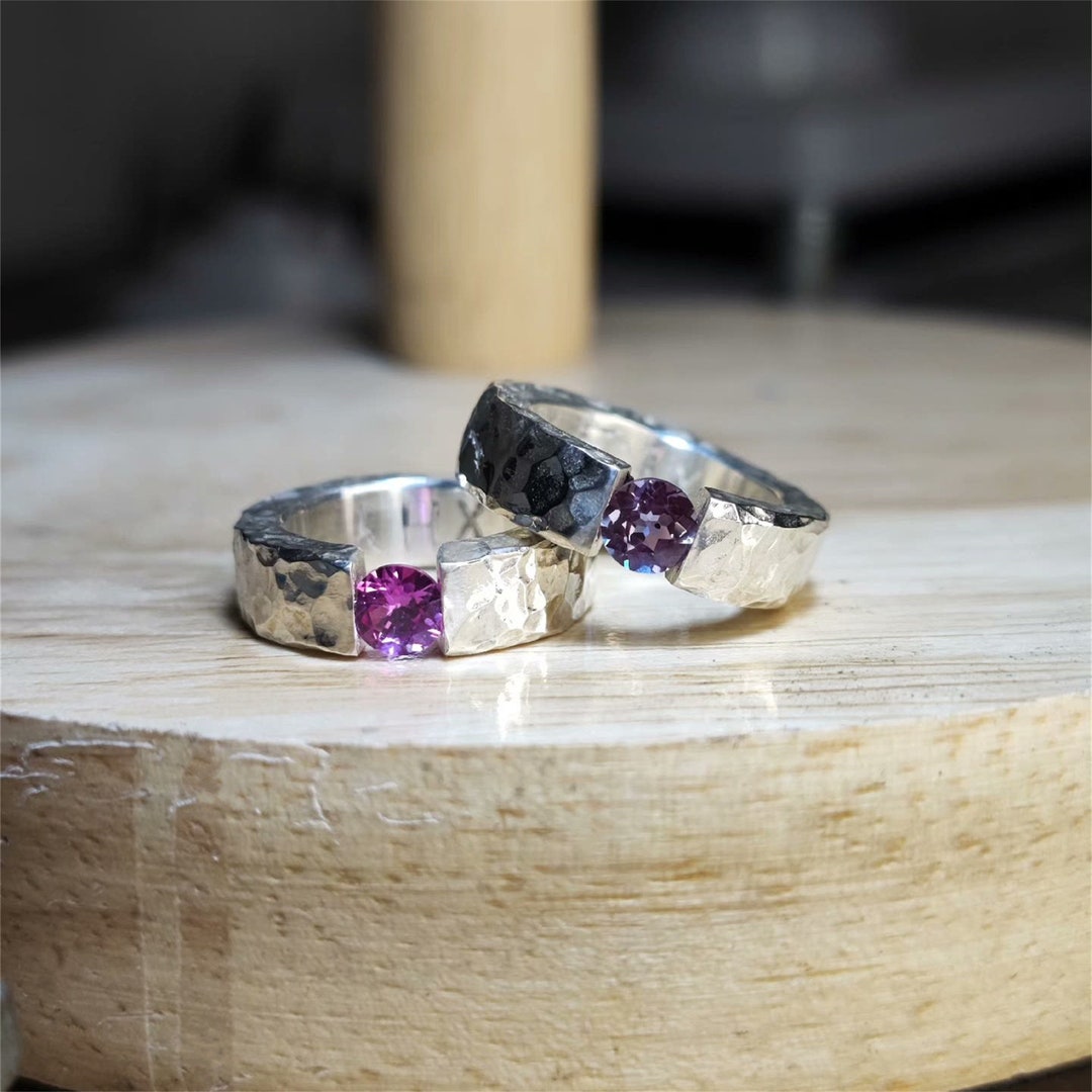 Purple Gem Rings Handmade Hammer Rings Personalized Levitation Ring ...