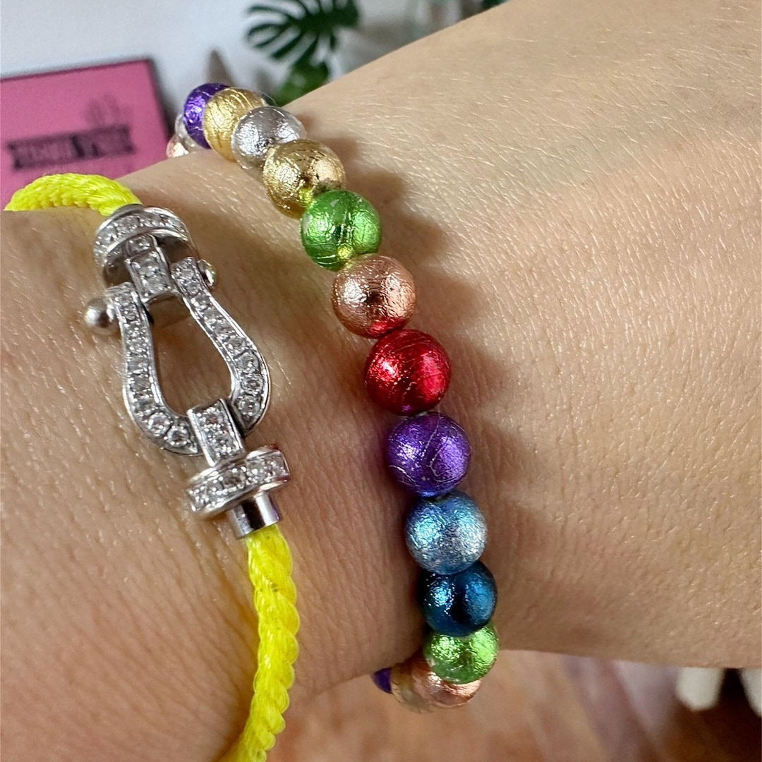 Rainbow Meteorite Bracelet Handmade Space Bracelets Alien Bracelets ...