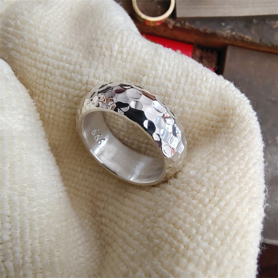 Hammered Ring Minimalist Jewelry Handmade Engraved Rings Personalized ...