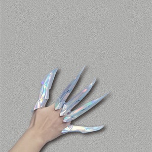 Claws Rings Rainbow, Fantasy Costume Party Nails Silver Tech Paws Skull ...