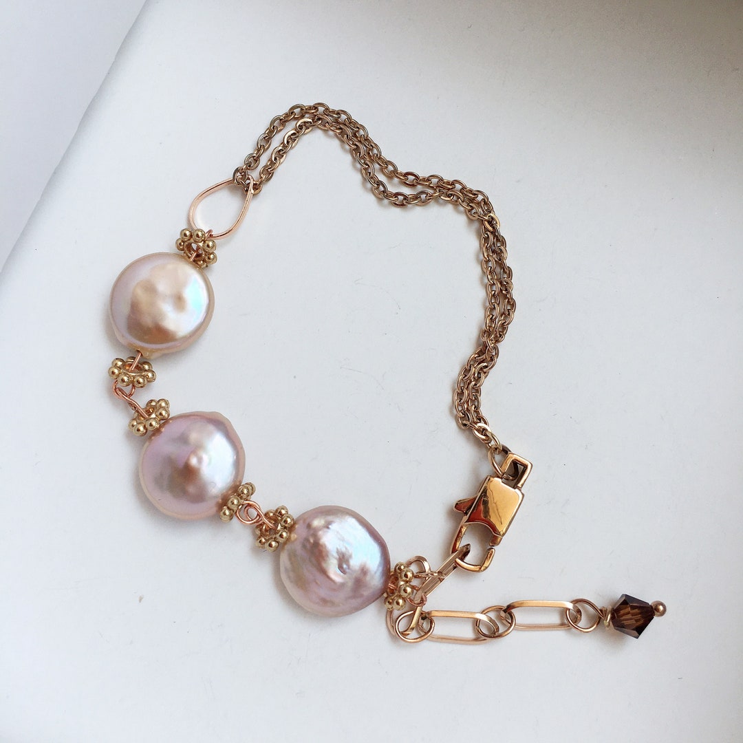 Bracelet en perle, bracelet en perle baroque, perle baroque ridée ...