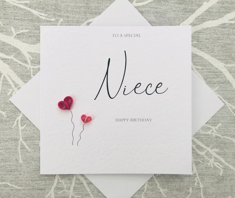 Quilled Heart Balloons Niece Birthday Card - Etsy UK
